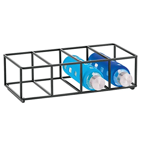 mDesign Stackable, Metal Geometric Free-Standing Water Bottle and Wine Rack Storage Organizer for Kitchen Countertops, Pantry, Fridge - Holds 8 Bottles - 2 Pack - Matte Black