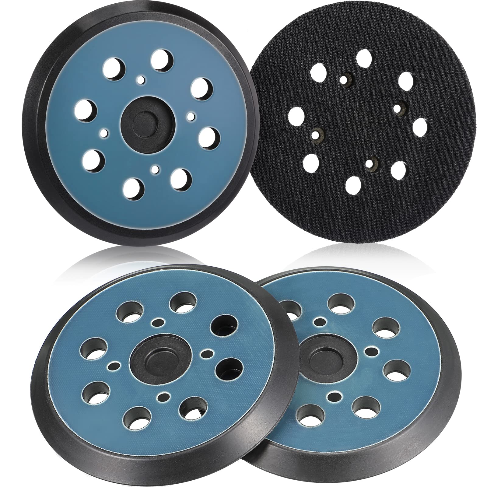5 Inch 8 Hole Hook and Loop Orbital Sander Replacement Pad Backing Pad (Blue,4 Pieces)