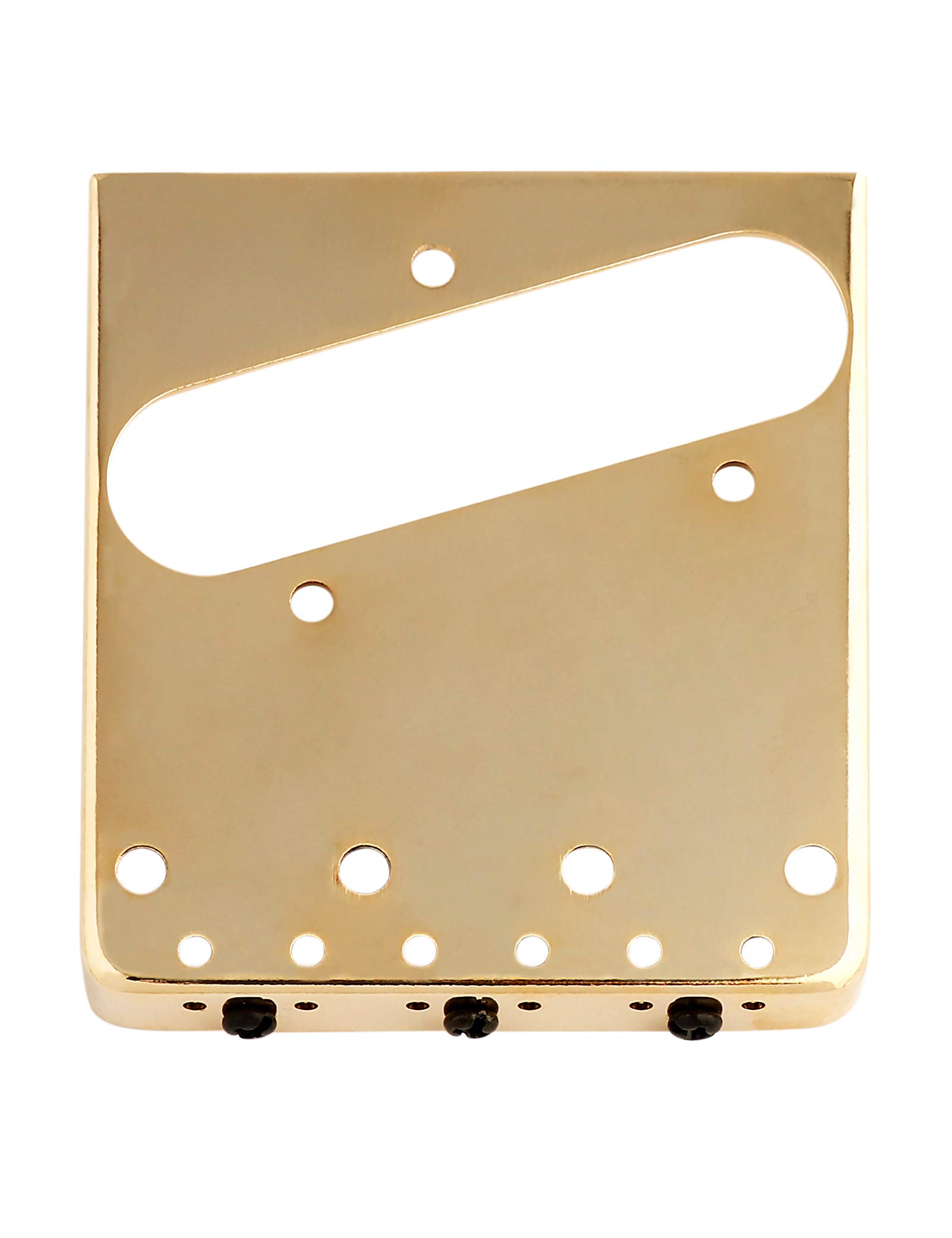 Bogart Guitar Bridge Tailpiece 3 Pcs Zinc Saddles Bridge for Vintage Tele Telecaster Style Electric Guitar Parts Top or Bottom Load Ashtray Style Gold.