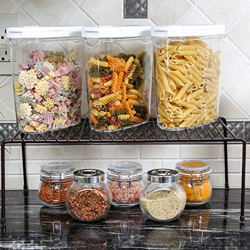 Smart Design Classic Storage Shelf – Set of 6, Large (8.5 x 16 in.), Bronze – Sturdy Steel Pantry Organizer with Rust-Resistant Finish and Non-Slip Feet for Easy Home Organization and Storage