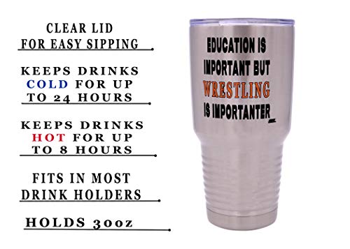 Rogue River Tactical Funny Wrestling 30 Oz. Travel Tumbler Mug Cup w/Lid Education Important Wrestler Gift Idea