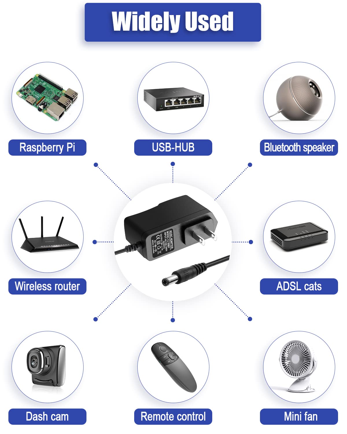 GMJYC 5V 1A 5W Adapter 120-240v AC/DC 5Volt 0.5A 0.8A 1A Power Supply with 5.5x2.5mm Tip for Monitor, USB Hubs, Keyboard, LED, Weight Scale, CCTV Security System, Sound Bar, Clocks, Radiator, Router