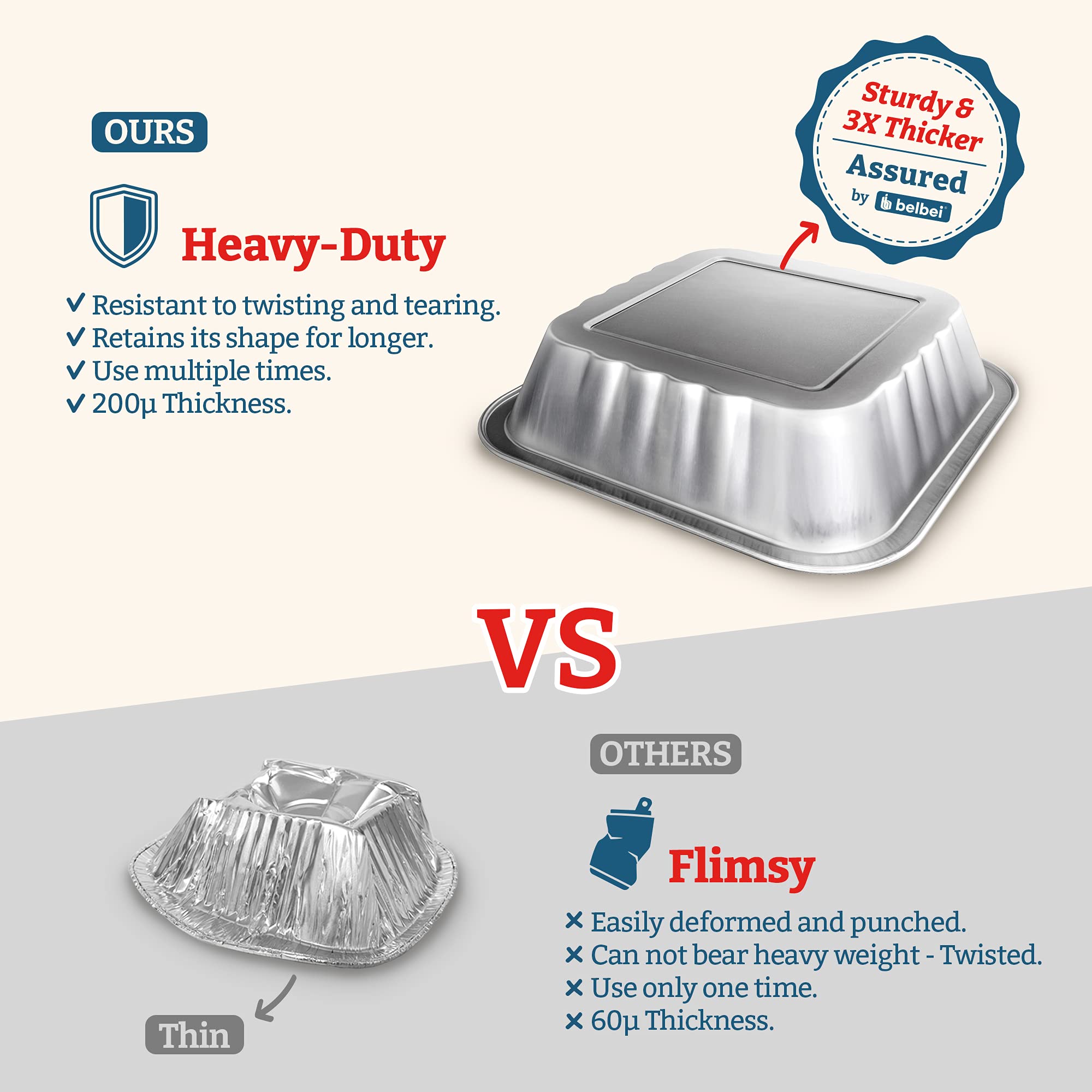 8 Inch Square Baking Pans (15 Pack) | Disposable Aluminum Foil Pans | 3X Thicker Tin Food Containers for Oven, Freezer | Reusable Trays for Cooking | Deep Bakeware for Casserole, Lasagna, Cake, Pie