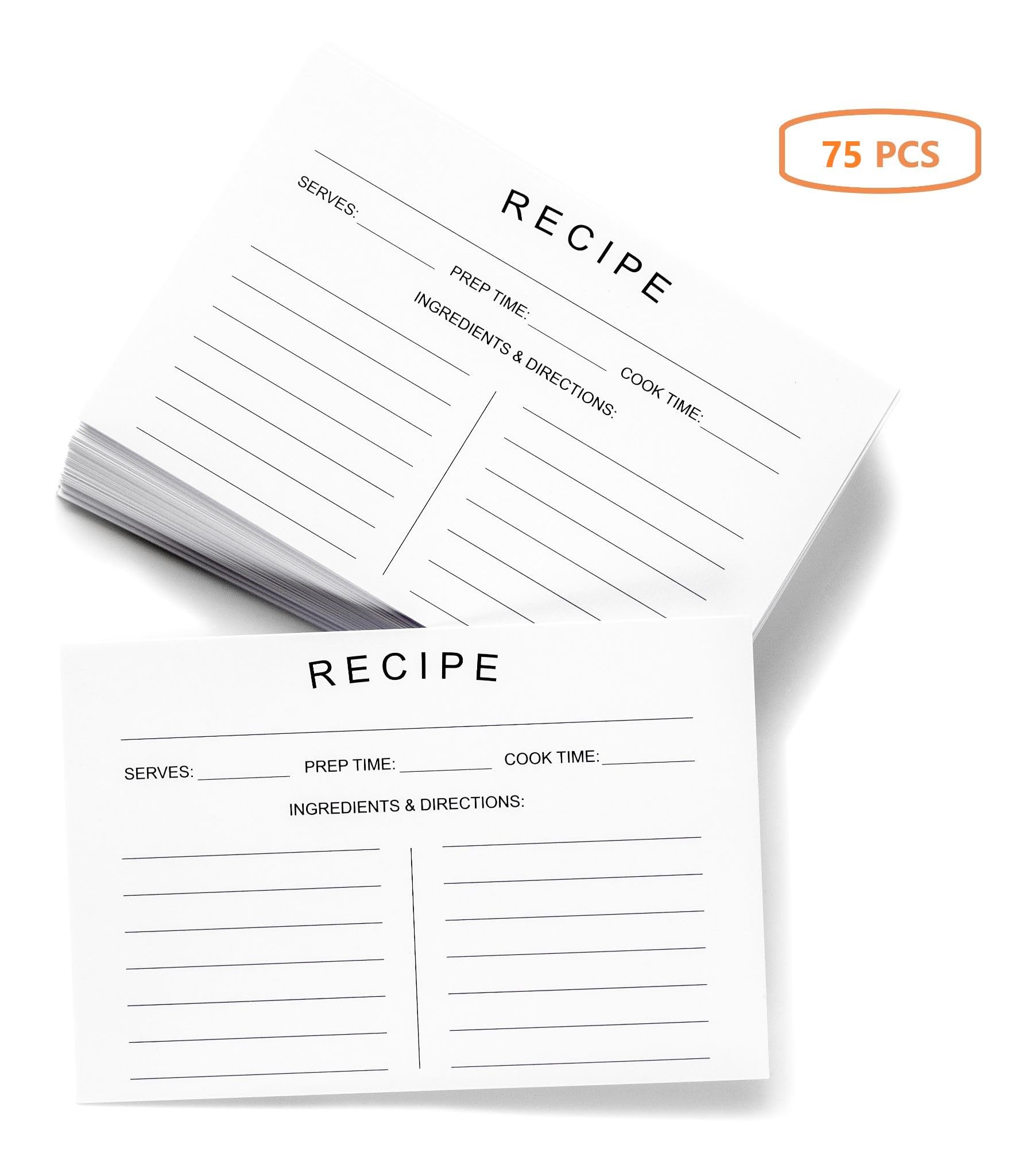 75 Count Recipe Cards 4x6inch Double Sided Thick Card Stock Fit with Recipe Binder Recipe Box Modern Minimal Design
