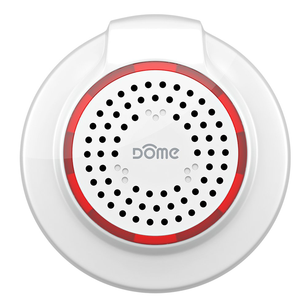 Dome Home Automation Wireless Z-Wave Battery-Powered Home Security Siren and Chime,