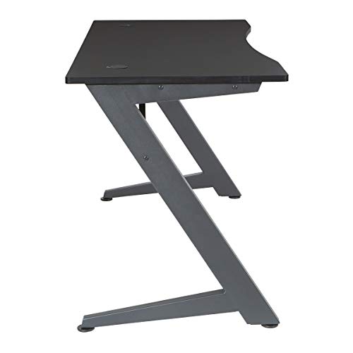OSP Home Furnishings Beta Battlestation Gaming Desk with Bluetooth RGB LED Lights, Matte Black