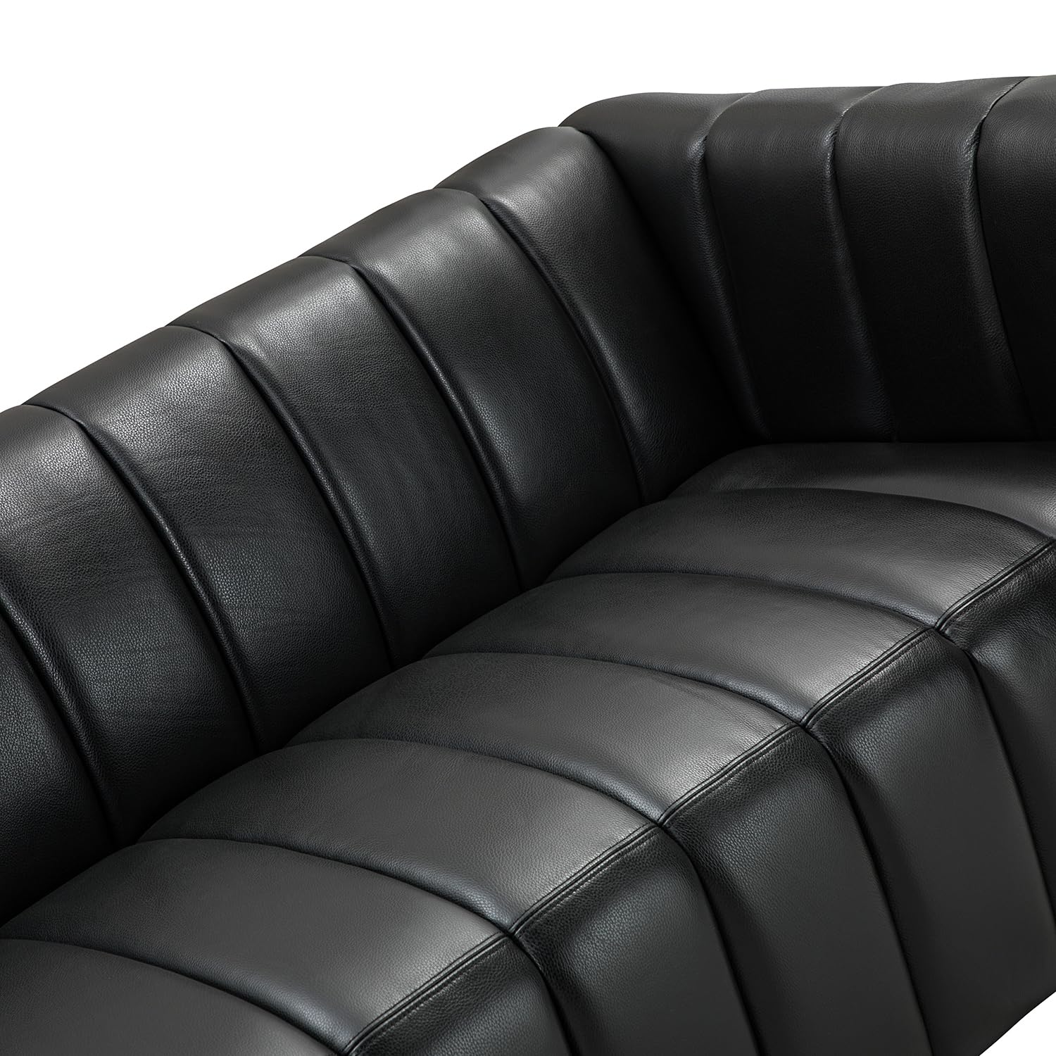 HULALA HOME 83" Genuine Leather Sofa, Sofa Leather for Living Room, 3 Seater Sofa Couch Top Layer Leather Large Sofa Furniture with Channel Tufted Seat Back & Square Arms (Camel)