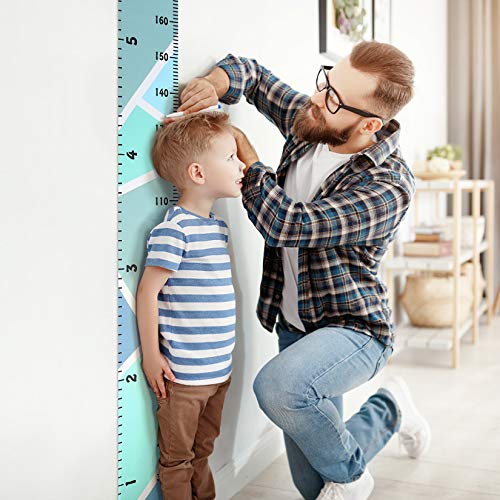 Growth Charts for Kids, Harebe Removable Canvas Wall Hanging Growth Height Chart for Home Decoration, Ruler Wall Decor for Kids, Child Boy Girl - Macaron Blue