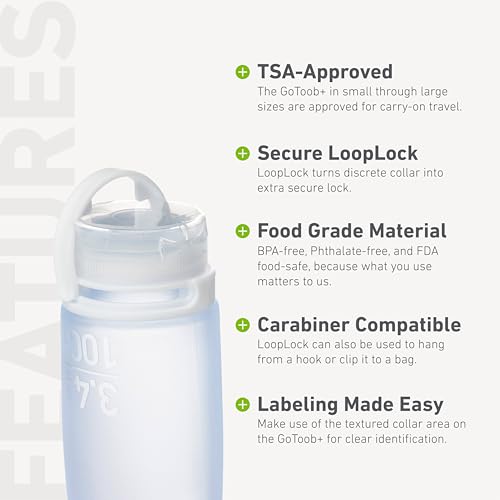 humangear GoToob+ (Small) | Refillable Silicone Travel Bottle | Locking Lid | Food-Safe Material | Clear, Small (1.7 fl.oz; 53ml)