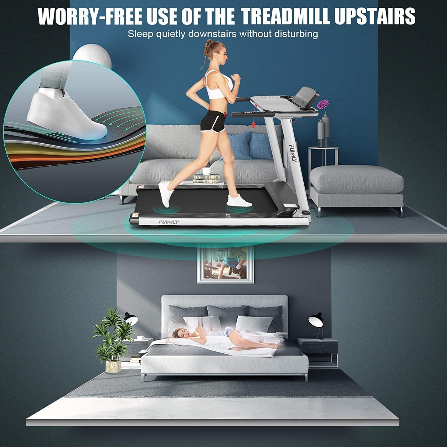 4-in-1 Treadmill with Large Desk, 2.25HP Folding Electric Treadmills, Pet Treadmill, LCD Display, Bluetooth Speakers, Walking Jogging Running Machine for Home/Office Use TR12901