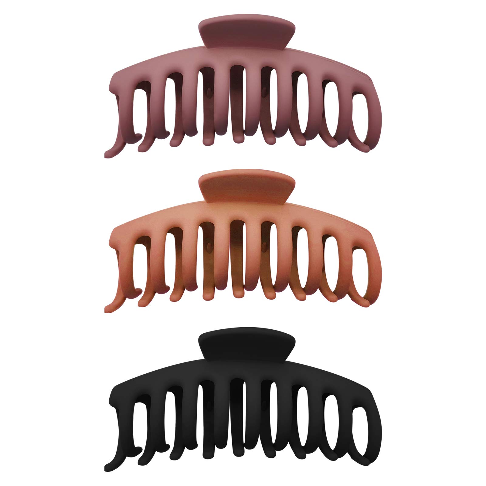 MJIYA Hair Claw Clips Hair Accessories for Women Strong Hold Large Hair Clip (Matte Black+Orange+Purple)