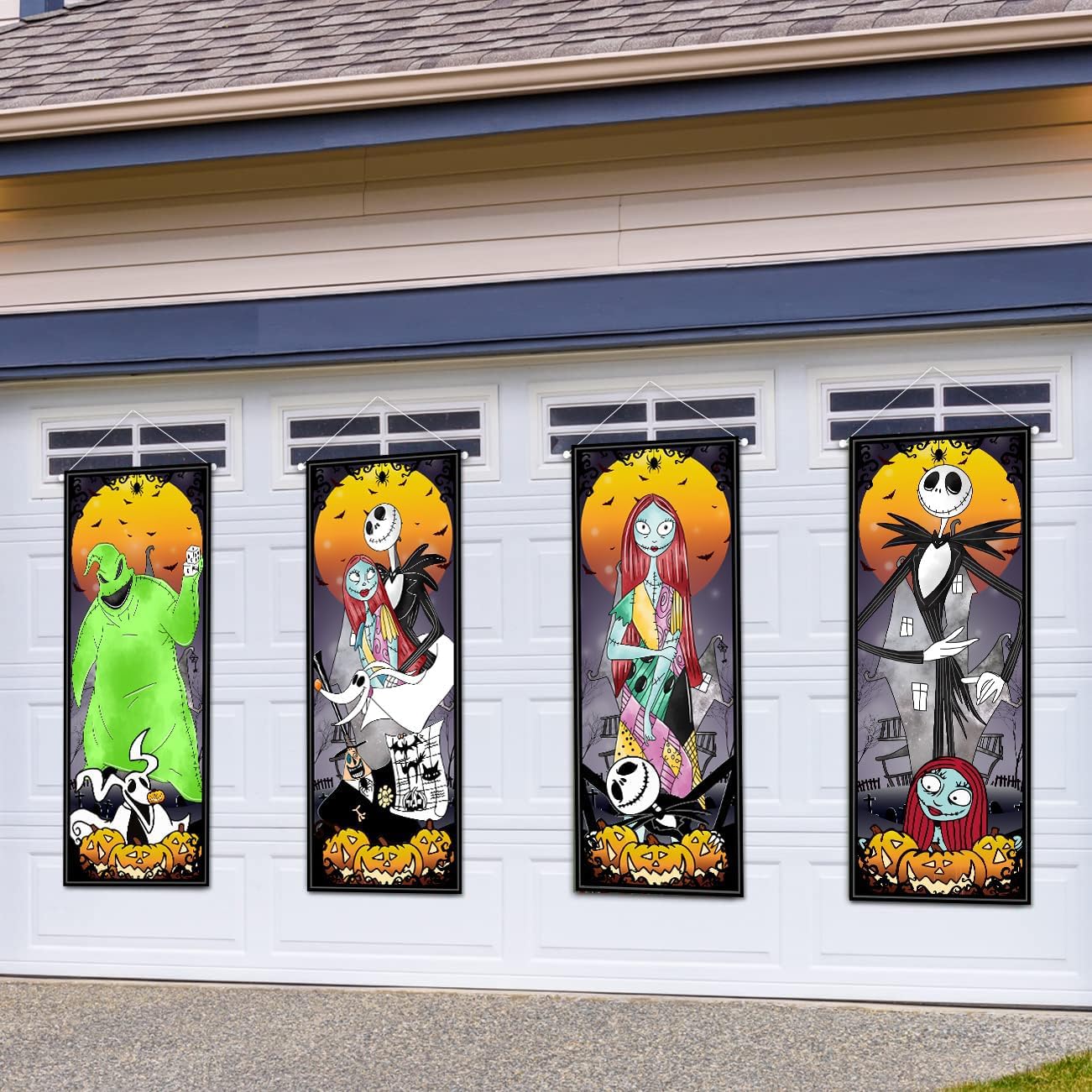 4Pcs Birtdhay Decorations, Birthday Stretching Portraits Vintage Birthday Photo Hanging Banner Backdrop Poster for Indoor Outside Front Door Wall Decor