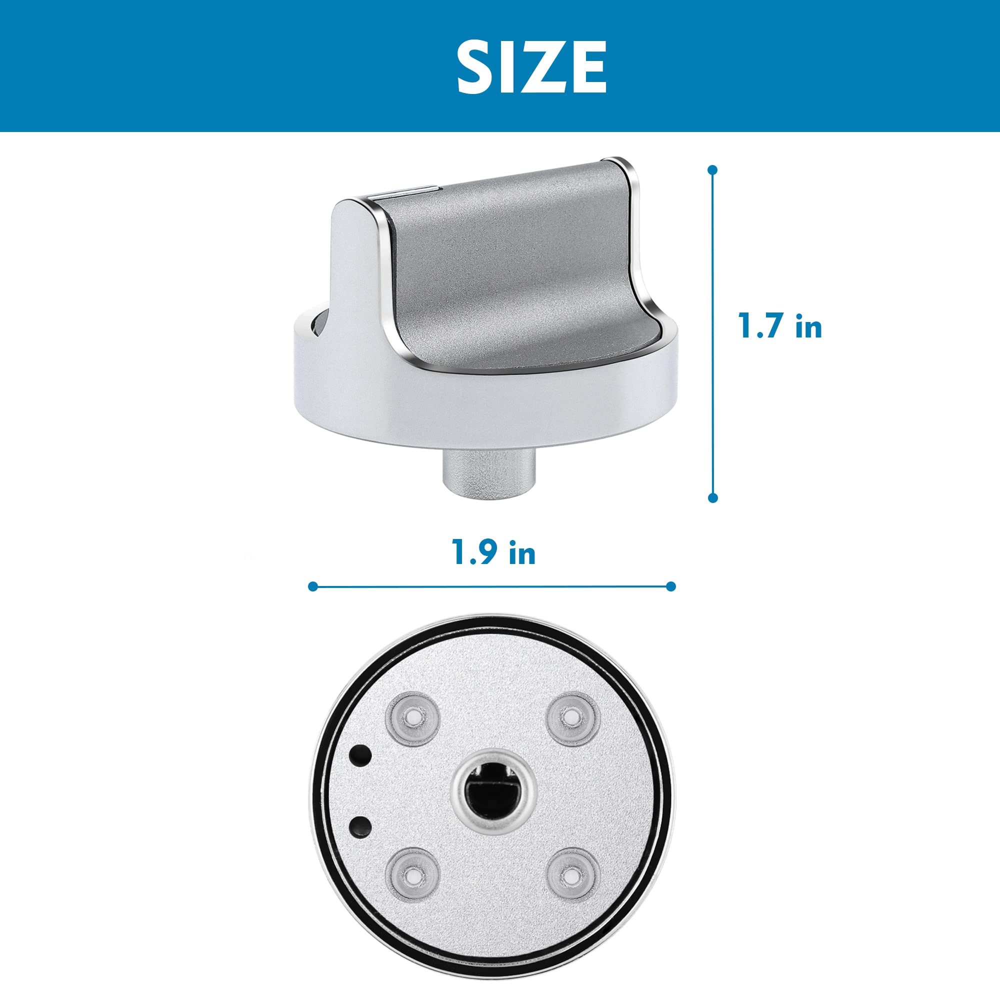 5 Pack W10594481 Stainless Steel Gas Stove Knobs for Whirlpool Stove/Range Replaces WPW10594481 AP6023301 PS11756643