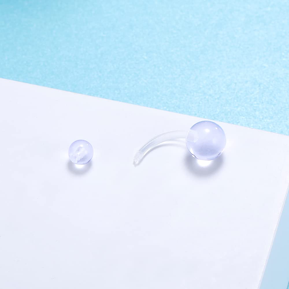 6ixGosh 14g 16g Pregnancy Belly Button Rings Pack, Maternity Belly Button Piercing Clear Piercing Retainer Jewelry, Short Long Bar Plastic Belly Button Rings for Surgery Healing, Plastic, plastic