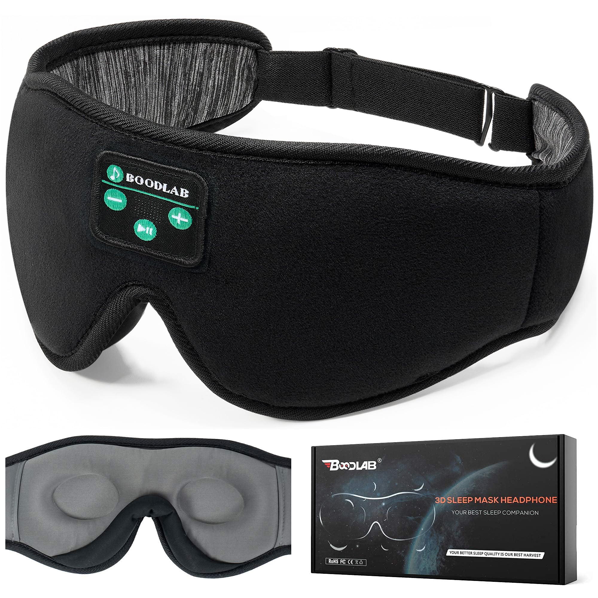 Boodlab Sleep Headphones Bluetooth Sleep Mask, 3D Sleep Eye Mask with Ultra-Thin HD Stereo Speakers Washable Adjustable for Sleeping Side Sleepers, Air Travel,Yoga,Meditation,Holiday Purple