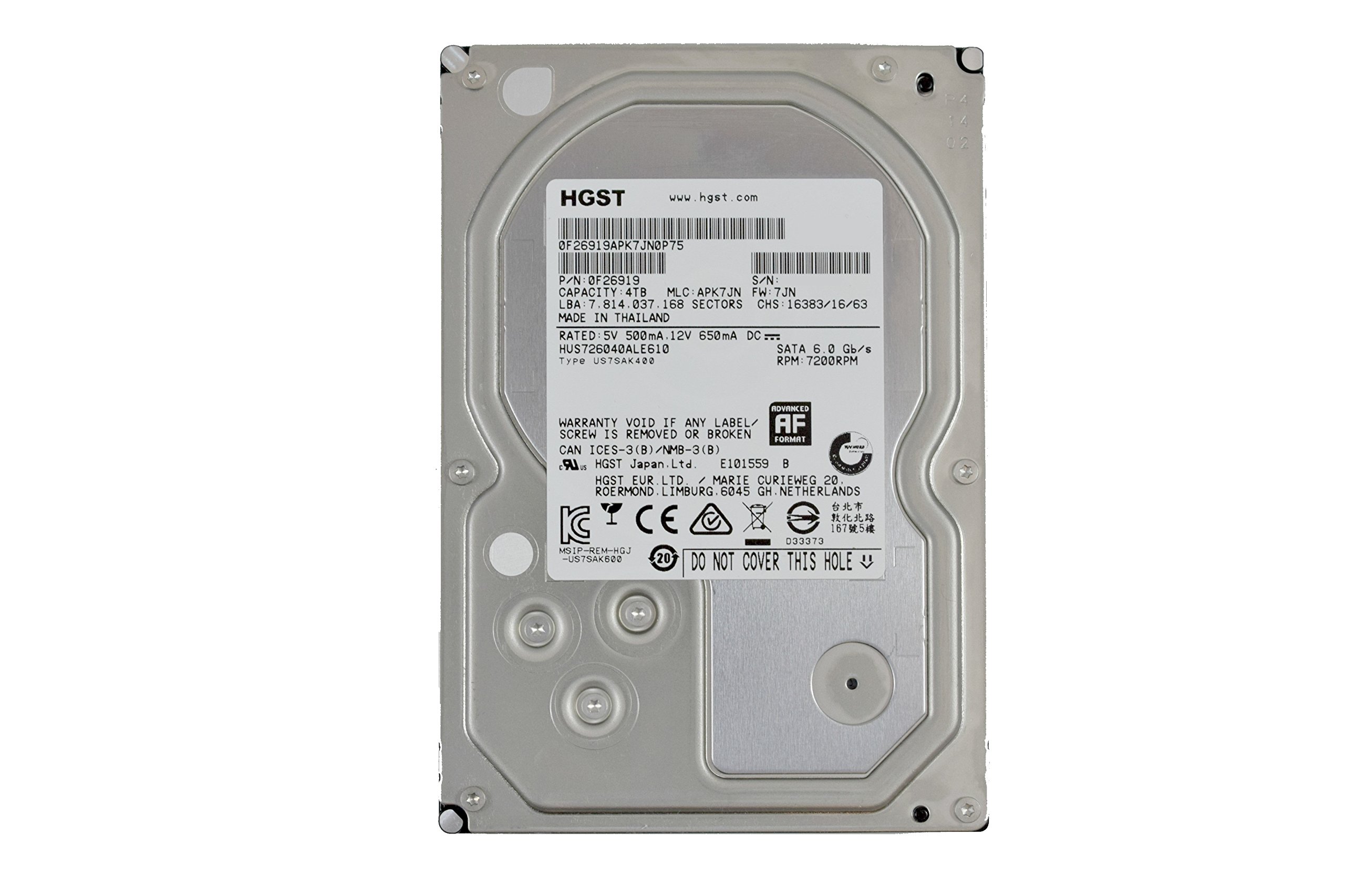 HGST Ultrastar 7K6000 4TB 7200 RPM SATA 128MB Cache 3.5" Internal Enterprise Hard Drive - HUS726040ALE610 (0F23005)