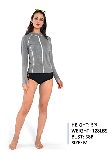 Actleis Women's Long Sleeve Rash Guard UPF 50+ UV Sun Protection Swim Shirt Medium Heather Gray