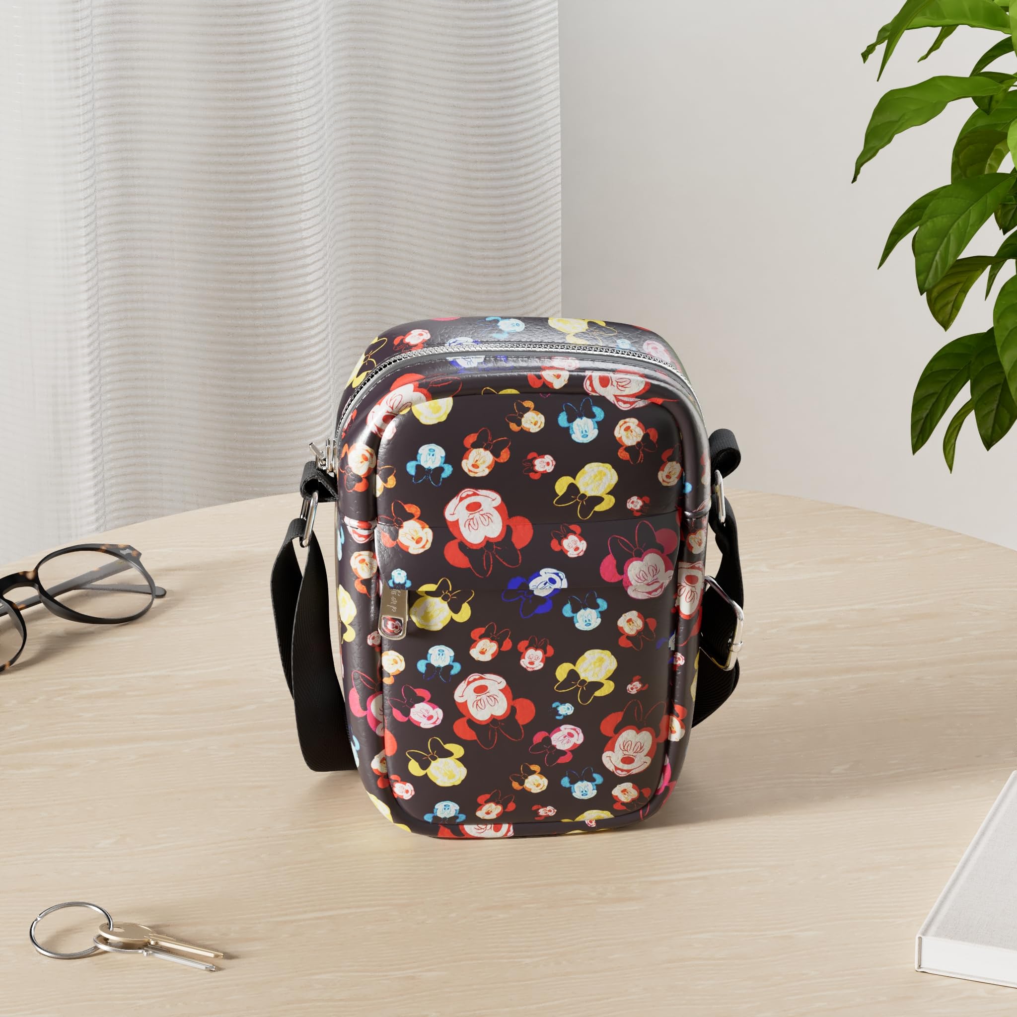 Buckle Down Disney Bag, Cross Body, Minnie Mouse Expressions Scattered, Multi Color, Vegan Leather