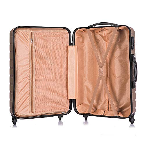 Apelila 5 Piece Hardshell Luggage Sets,Travel Suitcase,Carry On Luggage with Spinner Wheels Free Cover&Hanger Inside (Champagne Gold With Bag)