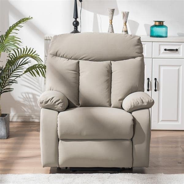 ADUH Electric Lift Function Recliner Massage Chair Silver White Comfortable&Durable Fabric PU Easy Adjustment Ultimate Relaxation
