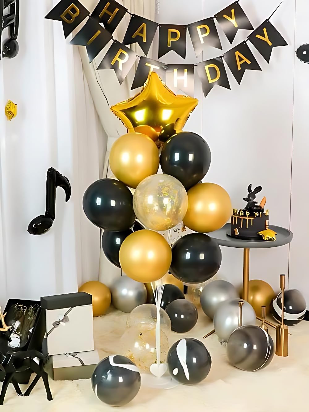 50pcs Gold Black Balloons,12 Inches Latex Gold Silver Black for Birthday Party Baby Shower Graduation Decorations.