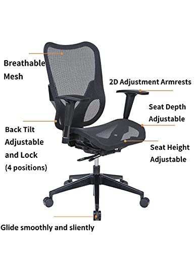 Mesh3 Home Office Mesh Chair Ergonomic Desk Chair with Back Support and Adjustable Armrests for Work from Home and Student Desk Chair with Wheels BIFMA Grey HY-104GR