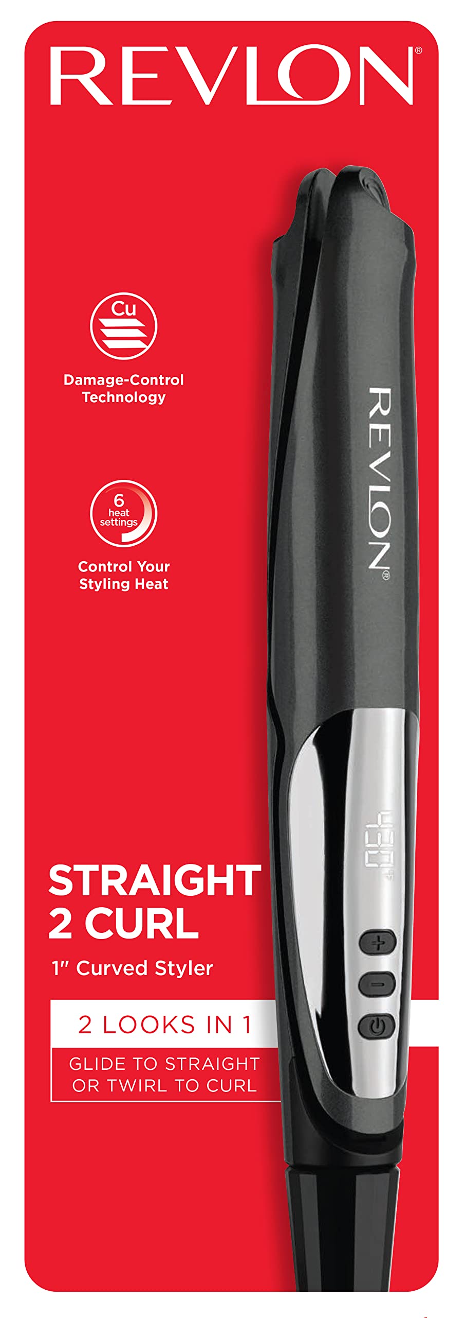 REVLON Straight or Curl Curved Hair Styler | Two Looks, One Tool (1”)