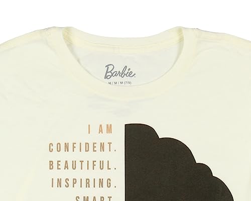 Barbie Juniors I AM...Black Half Words Picture Graphic Print T-Shirt (Small,3/5)