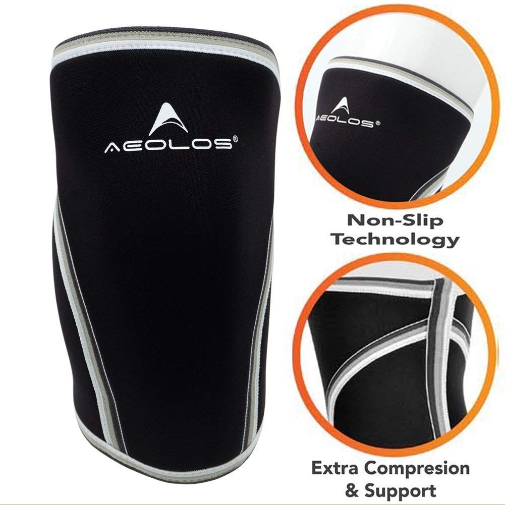 AEOLOS Knee Sleeves (1 Pair),7mm Compression Knee Braces for Heavy-Lifting,Squats,Gym and Other Sports (Large, Black)