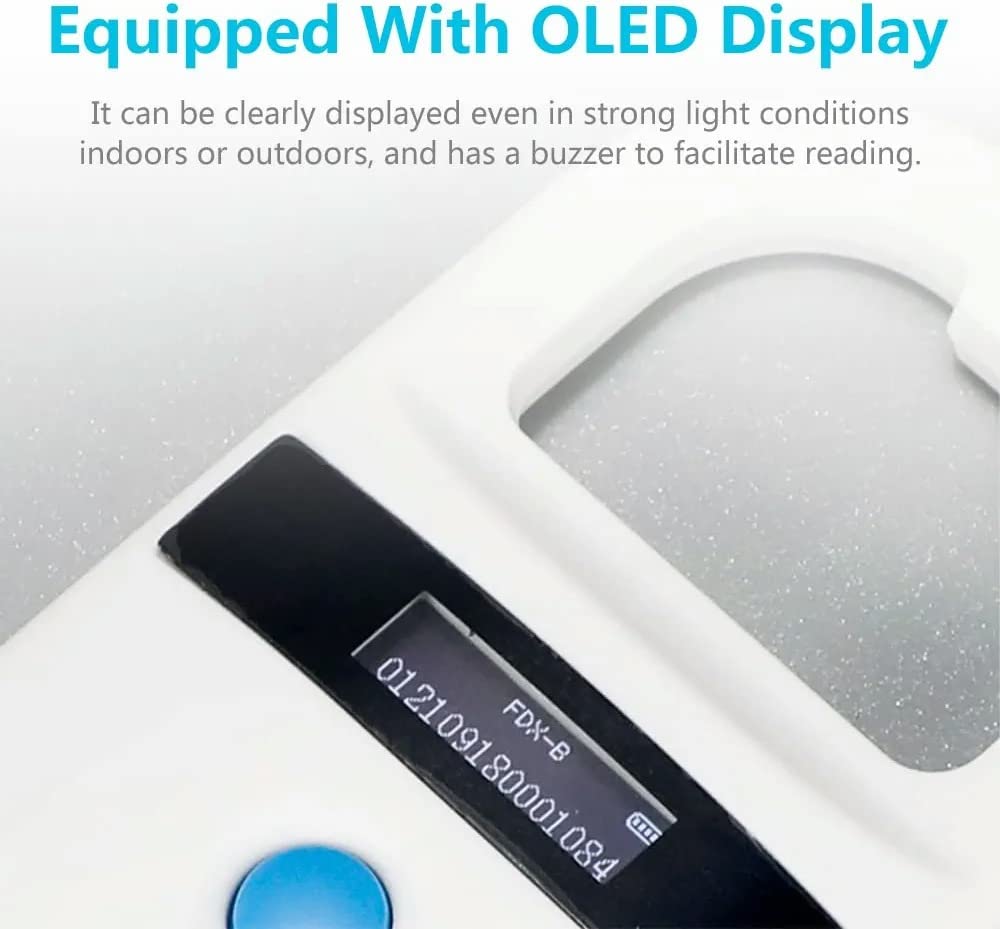 Animal Chip ID Scanner Dog Microchip Reader with OLED Display Screen Supports FDX-B(ISO11784/11785) and EMID Microchips