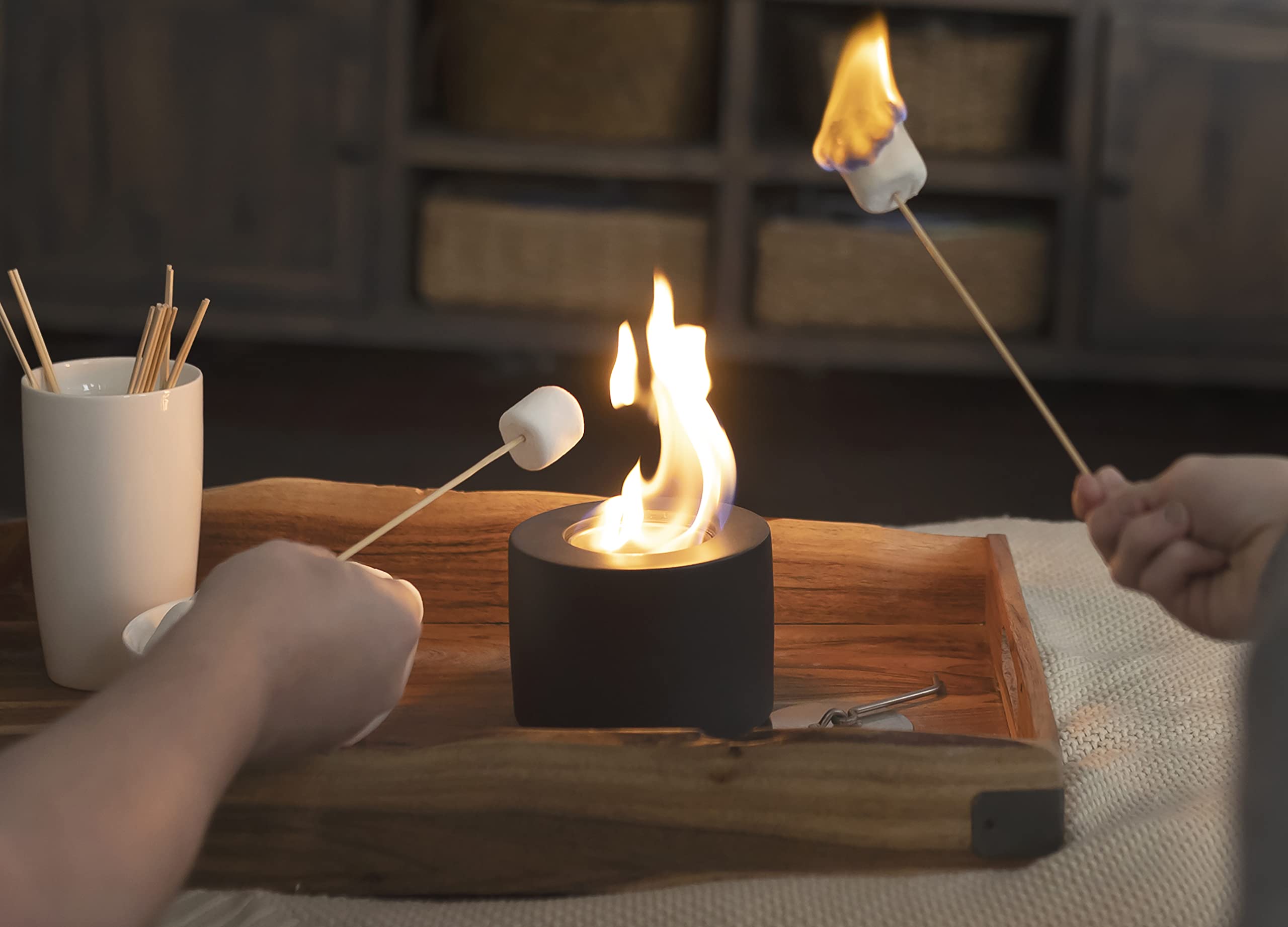 Ang Lifestyle Products Tabletop Fire Pit Rubbing Alcohol Fireplace Fireplace for Indoor and Outdoor Small Mini Smores Maker Mini Fire Pit Concrete Bowl Fire Pit Bowl Black