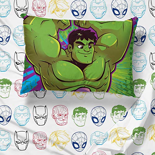 Jay Franco Marvel Super Hero Adventures Hulk Out 4 Piece Toddler Bed Set β Super Soft Microfiber Bed Set Includes Toddler Size Comforter & Sheet Set (Official Marvel Product)