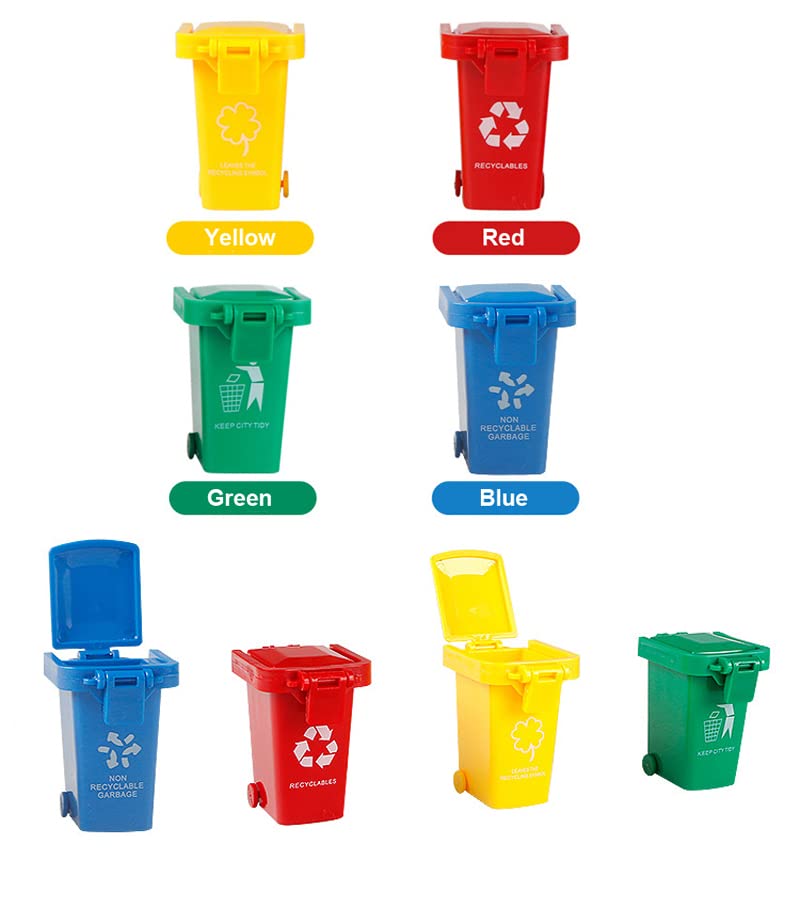 AITING Kids Push Toy Vehicles Garbage Truck's Trash Cans Toys Mini Curbside Vehicle Garbage Bin