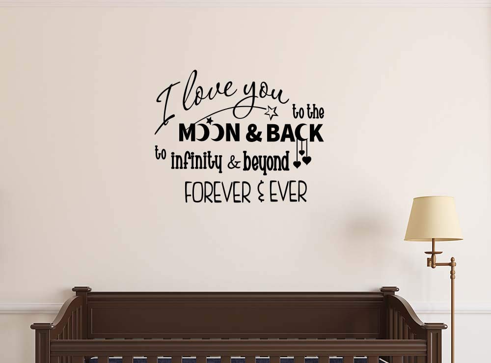 I Love You to The Moon and Back to Infinity and Beyond 23 X 18 Nursery Child Wall Art Sticker Corinthians Decal Decor Motivational Inspirational Sticker Lettering