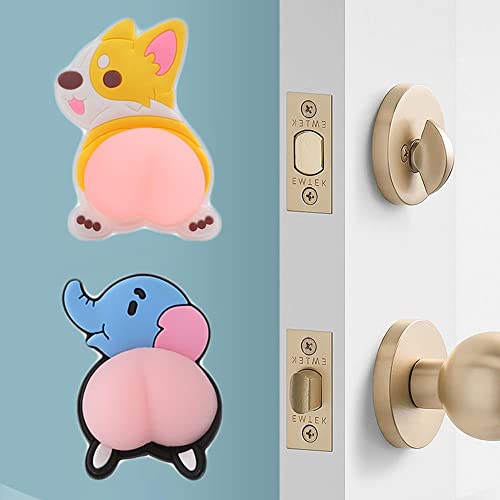 8pc 3D Silicone Butt Gift Rearview Mirror Phone Decoration Door Stop Cartoon Cute Animal Avoidance Collision