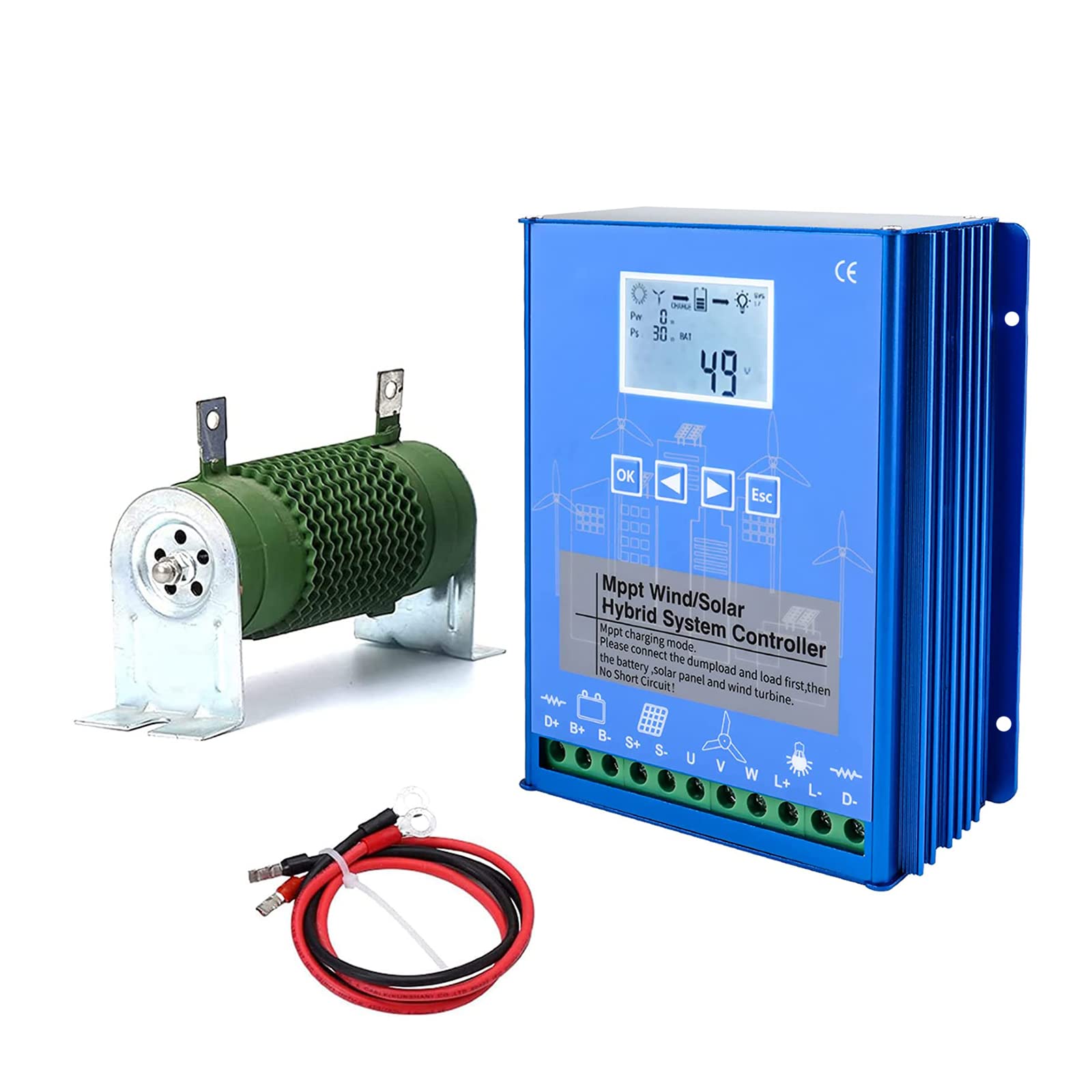 4000W Wind-Solar Hybrid Controller 12V/24V/48V, LCD Display MPPT Boost Charging Multifunctional Wind-Solar Hybrid Controller, 2000W Wind Turbine and 2000W Solar,12v