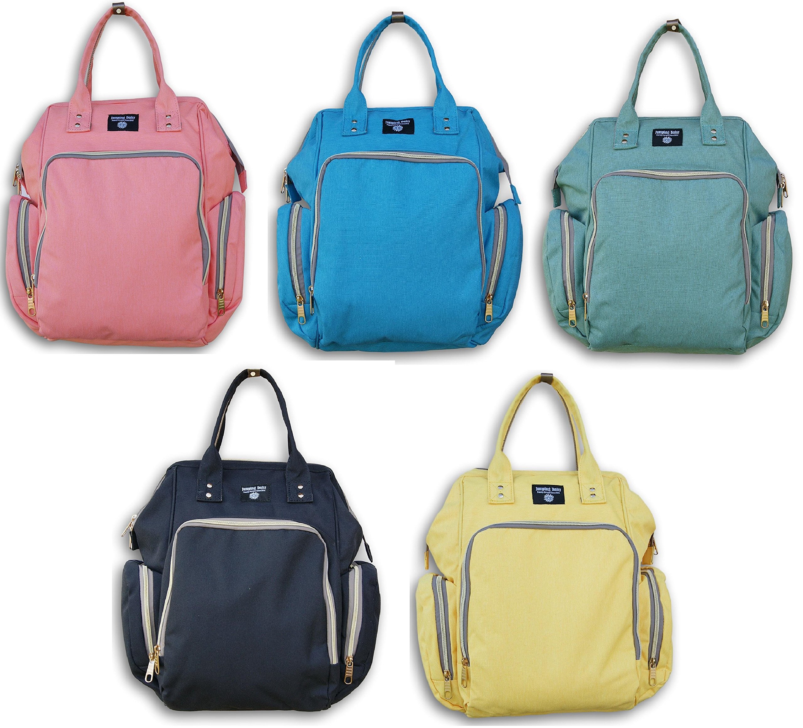 Jumping Daisy Large Backpack Baby Changing Diaper Bag (Blue)