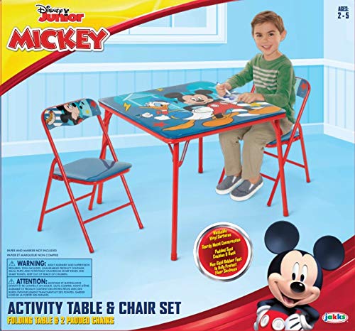 Mickey Mouse Activity Table Sets β Folding Childrens Table & Chair Set β Includes 2 Kid Chairs with Non Skid Rubber Feet & Padded Seats β Sturdy Metal Construction