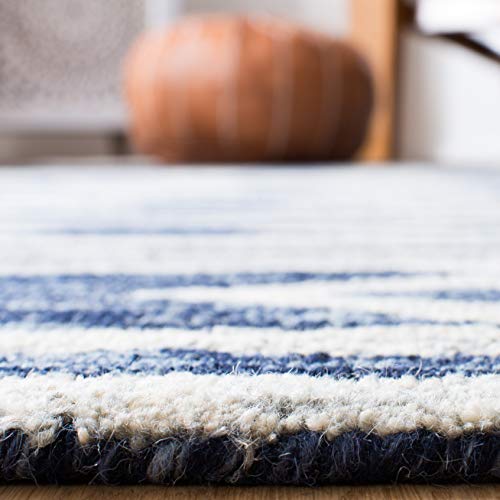 SAFAVIEH Micro-Loop Collection 2' x 3' Navy/Ivory MLP153N Handmade Moroccan Tribal Premium Wool Accent Rug