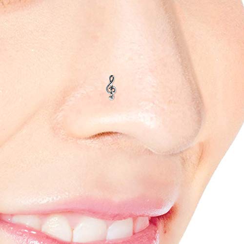 AeraVida 22G A Pair of Cute Treble Clef Sterling Silver Nose Ring