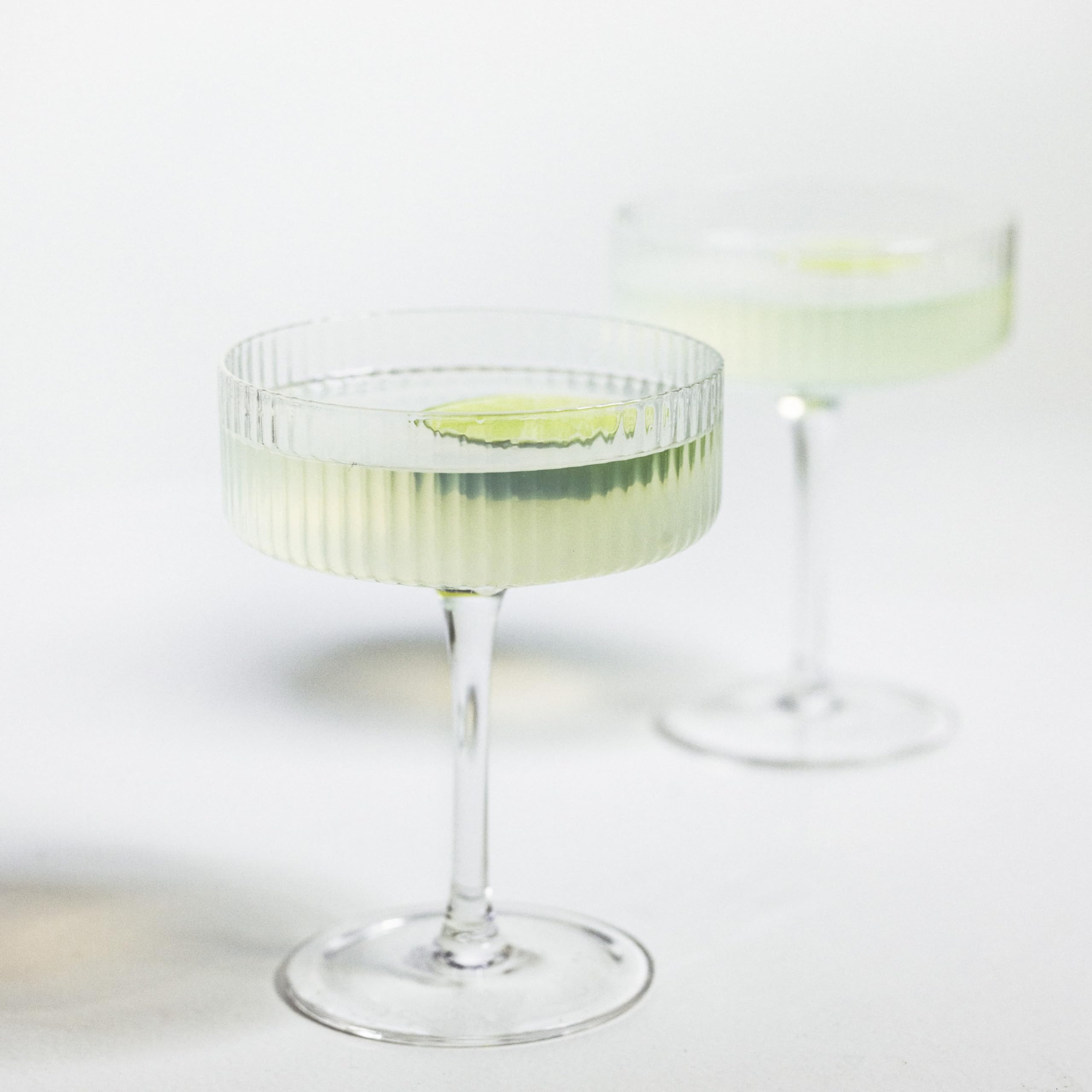 Siplett Luxe Champagne Coupe Glasses Set of 4 10 oz, Ribbed Martini Glasses with Gift Box, Vintage Champagne Glasses, Classic Cocktail Glasses with Stem