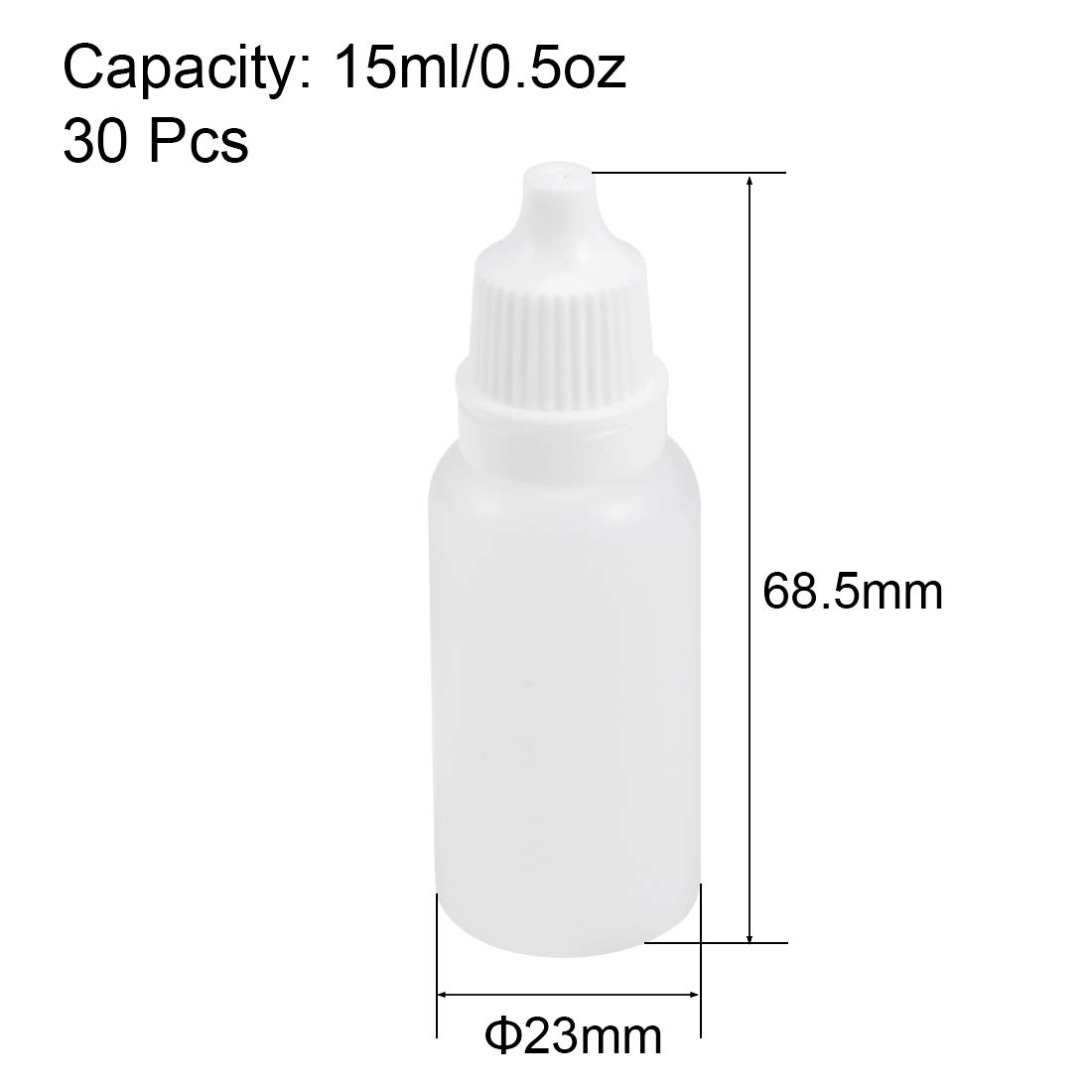 uxcell Plastic Dropper Bottle, 15ml/0.5oz Small Mouth Drop Bottles Empty Squeezable Eye Liquid Dropper Bottle 30pcs