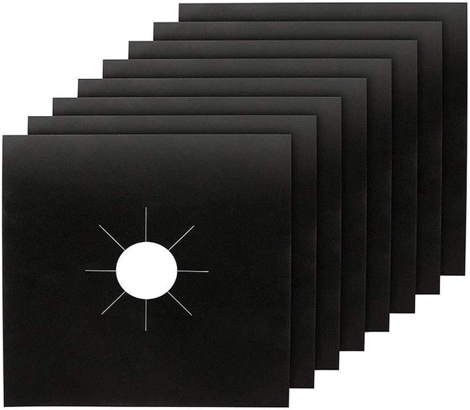 8pcs Gas range stove top burner protectors,0.2 MM Thickness stove top covers for gas burners,Non-Stick Stovetop Protector Liner Cover Reusable Dishwasher Safe Size 10.6โ x 10.6โ (Black 8pcs)
