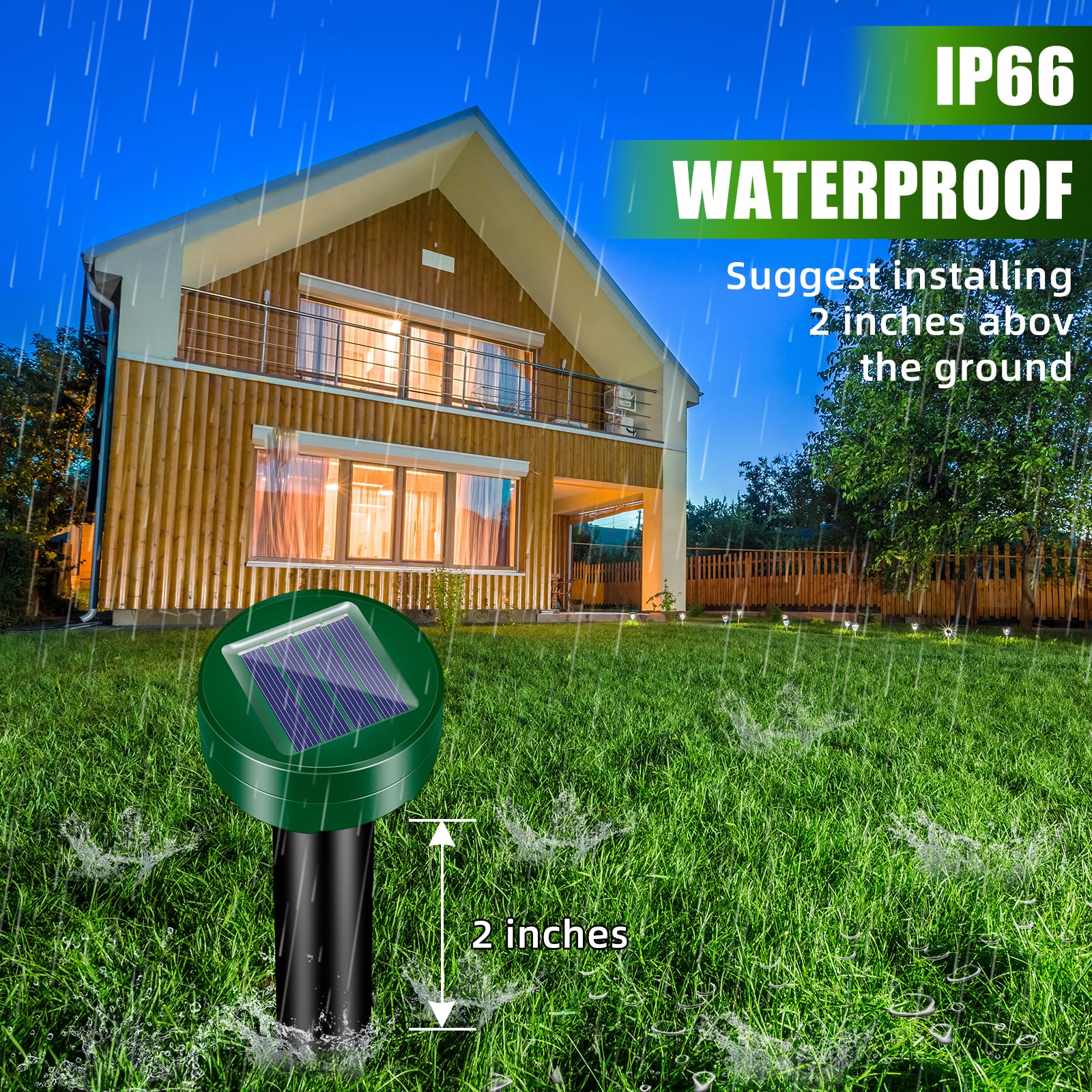 8 Pack Solar Mole Repellent Stakes 2024 Ultrasonic Animal Repellent Outdoor Solar Powered Waterproof Sonic Burrowing Mole Deterrent Spike for Mole Vole Groundhog Gopher Armadillo Snake for Yard Lawn