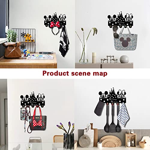 Mickey Mouse Disney Key Hooks,Door Hooks Self-Adhesive Key Holder for Wall Entryway, Kitchen,5 Hook Black Heavty Duty 6lb (Mickey Mouse)