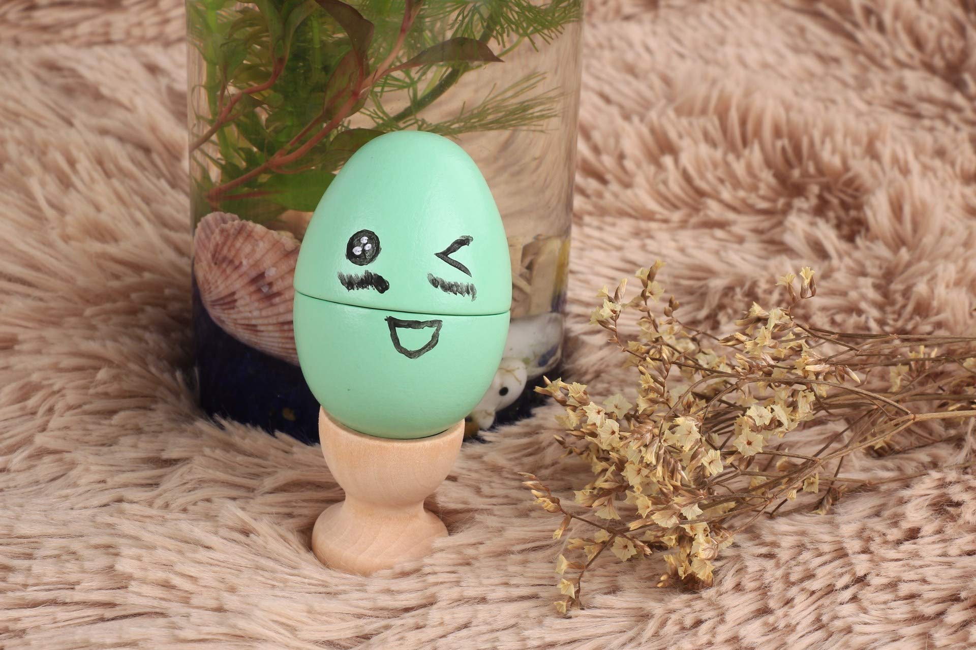 6pcs Wooden Egg Cups for Spring Easter Party Unpainted Easter Egg Holders Stands for DIY Painting Easter Craft Children's Toy