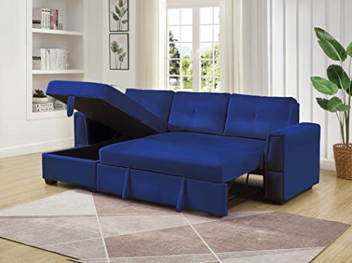 Legend Vansen 91'' L-Shaped Convertible Sectional Sleeper Sofa with Pull-Out Bed and Storage,with Reversible Chaise,Convertible Sofa for Living Room and Apartment