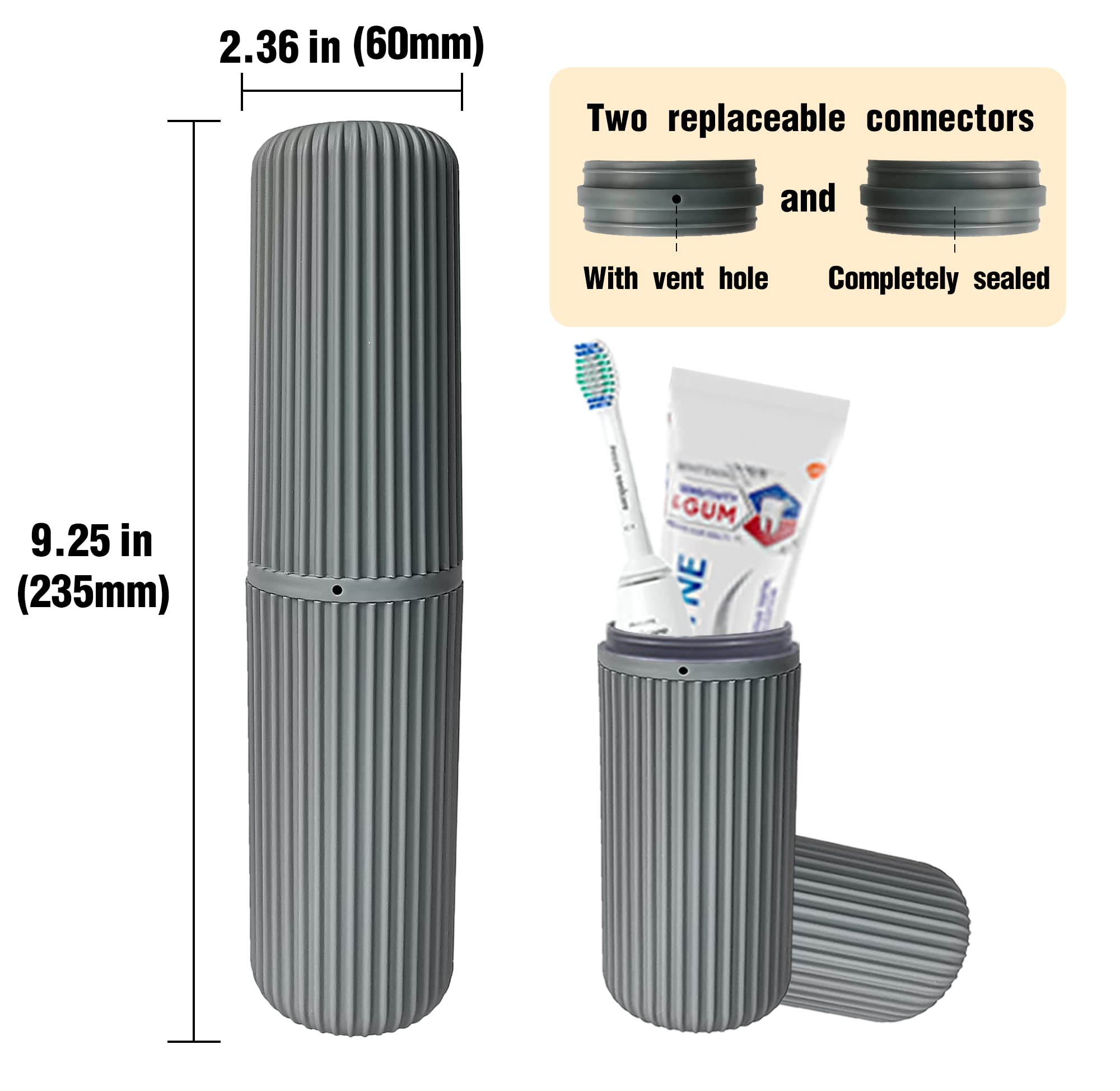8 Pack Travel Toothbrush Case, Portable Breathable Toothbrush Holder Long 9 inch for Travel, Camping, Business Trips, Schools and Home, Multifuction Toothbrushes Toothpaste Set