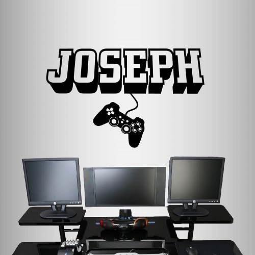 In-Style Decals Wall Vinyl Decal Home Decor Art Sticker 3D Personalized Name Boy Girl Gamer Controller Video Game Studio Teen Nursery Play Room Removable Stylish Mural Unique Design 2443