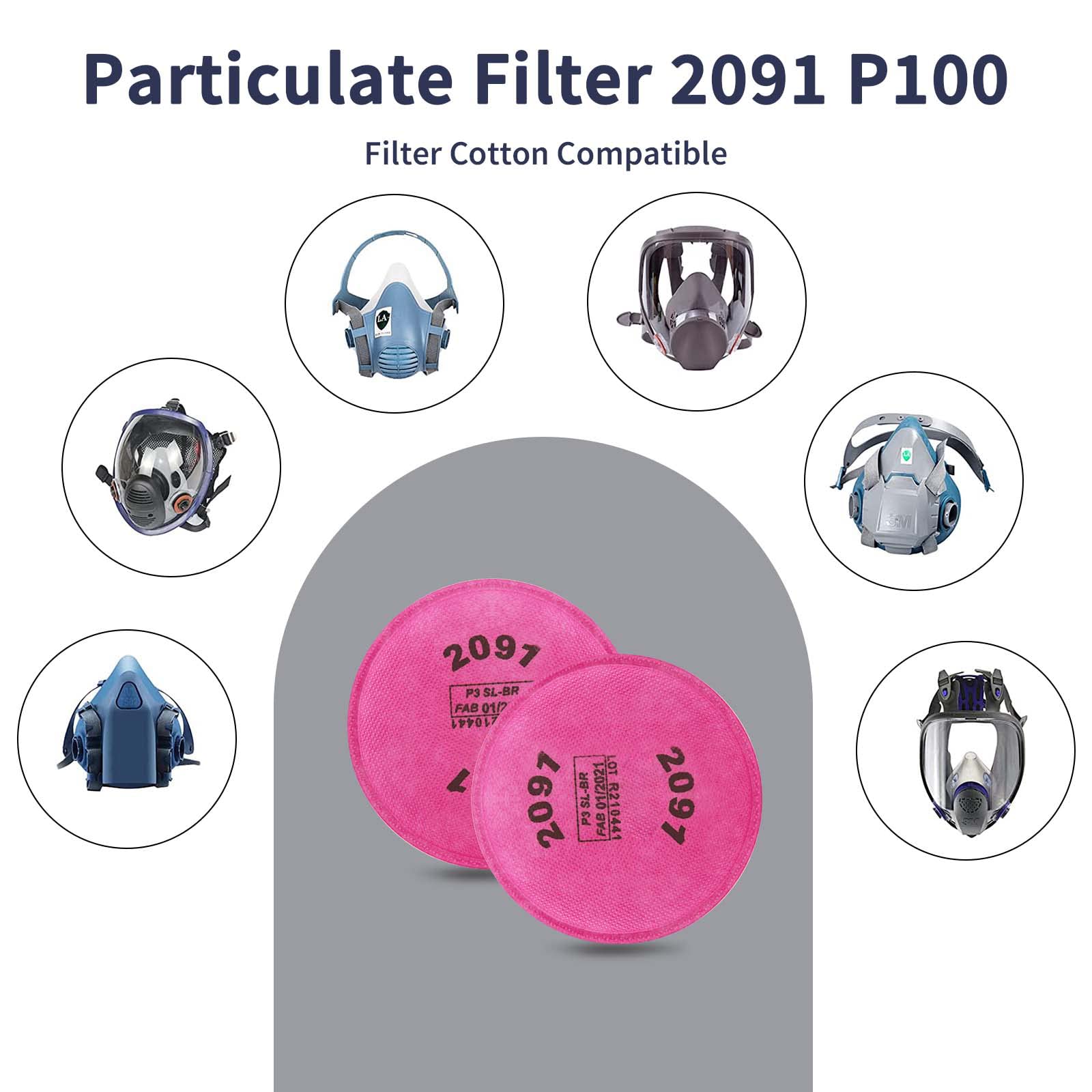 8 PCS (4 Pack) 2091 Particulate Filter, Compatible with 6000 6200 6800 7000 FF4 Series, p100 Filter Retainer Used in Welding Fumes, Glass Fiber (4.25 Inch)